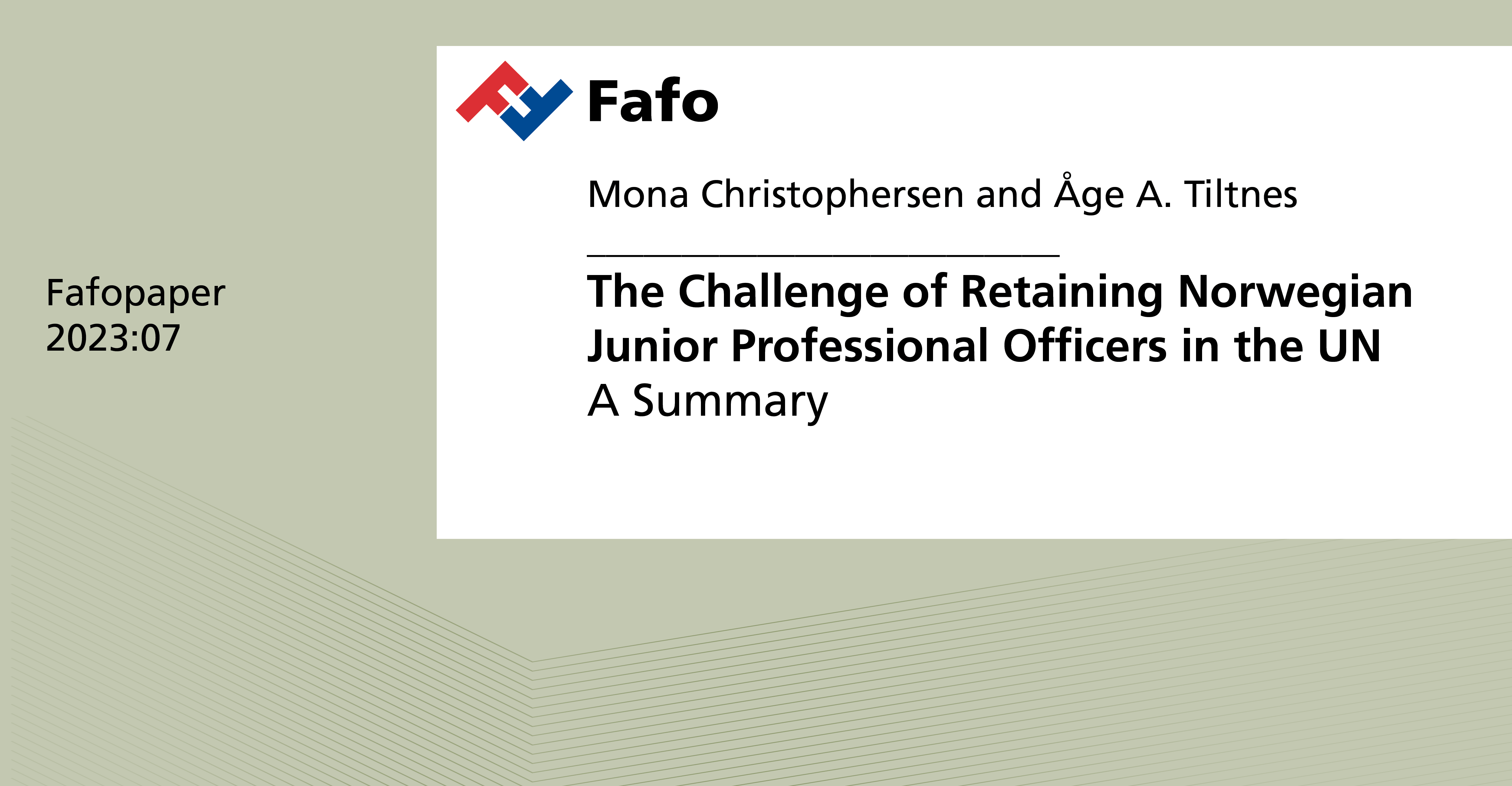 The Challenge of Retaining Norwegian Junior Professional Officers in ...