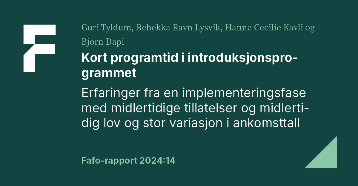 Kort programtid i introduksjonsprogrammet | Fafo-rapport 2024:14